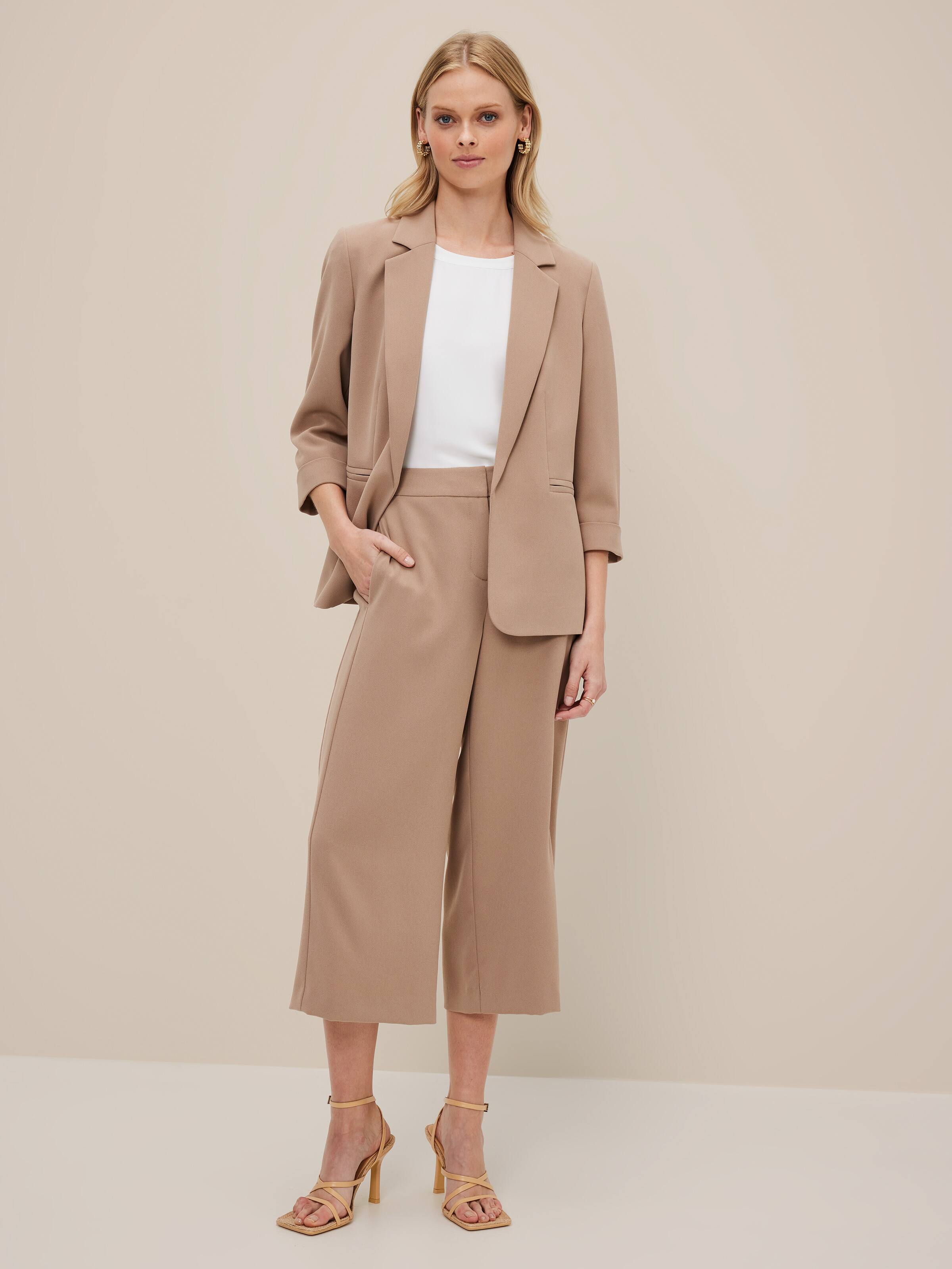 Seam Detail Crepe Culotte Cappuccino - JacquiE Online
