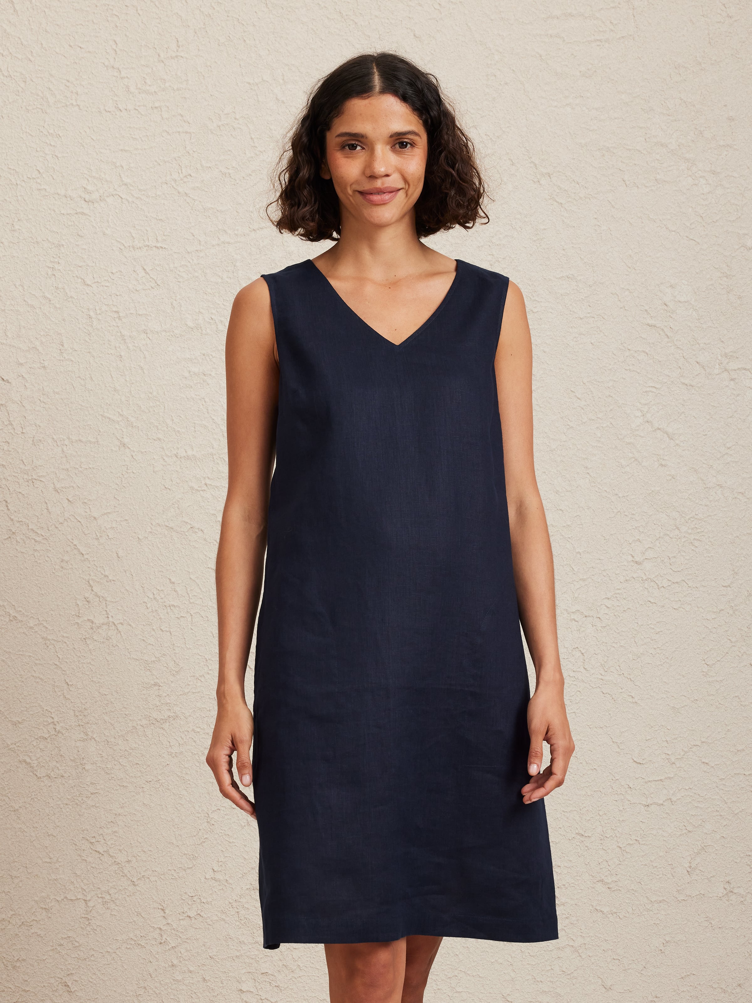 Lola Linen Shift Dress True Navy - JacquiE Online