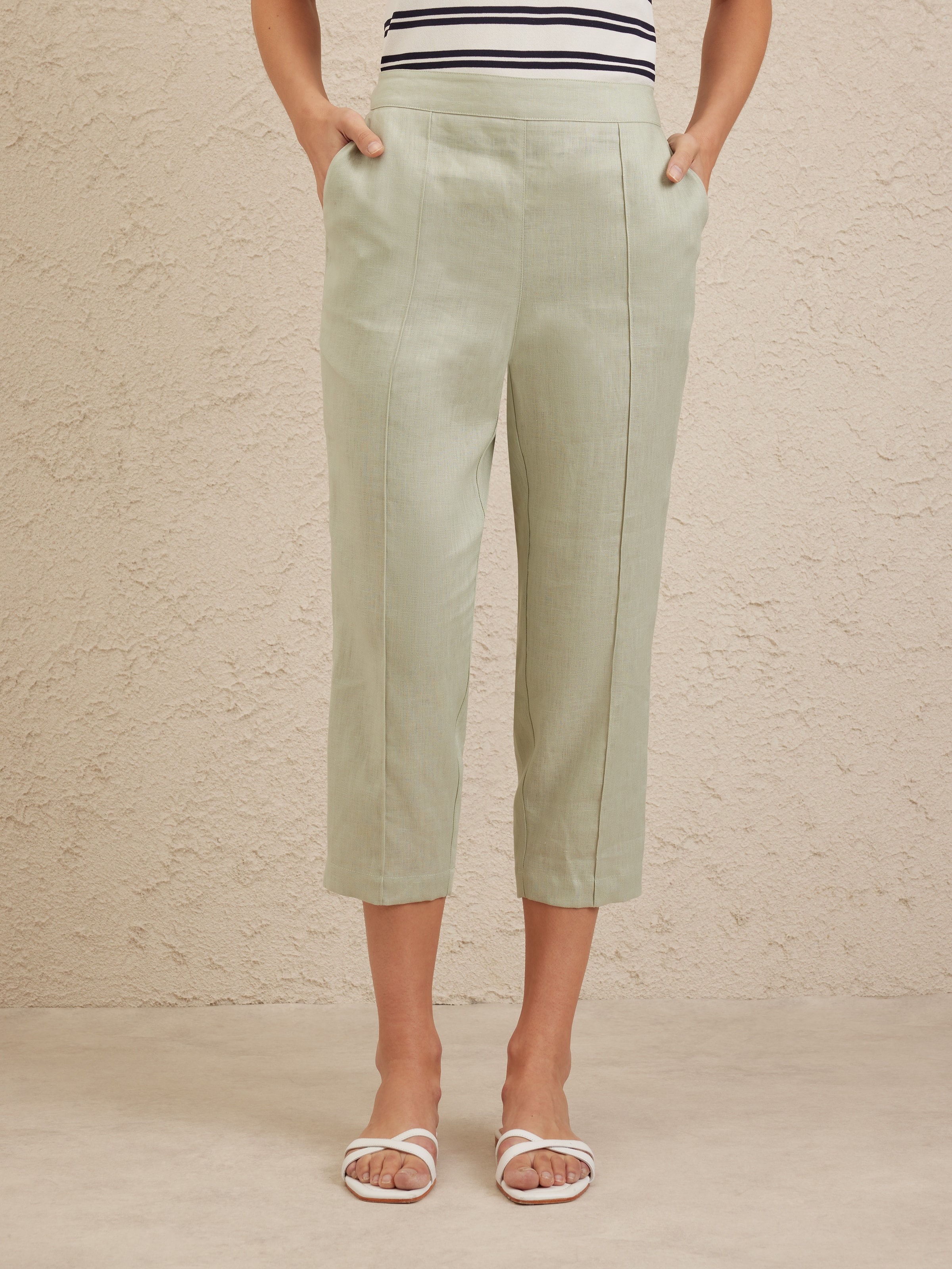 Linen Pull On Crop Pant - JacquiE Online