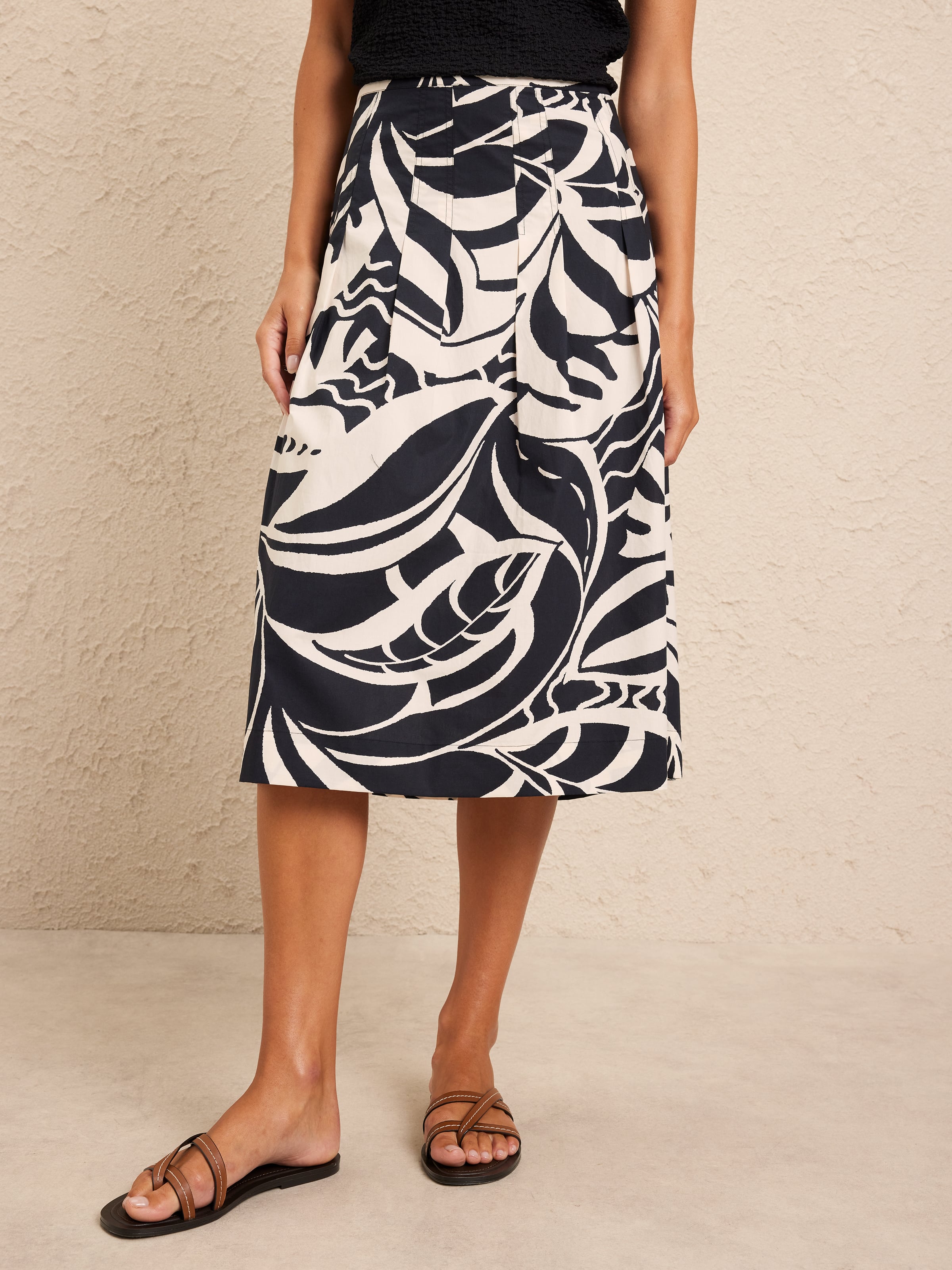 Cotton Print Midi Skirt - JacquiE Online