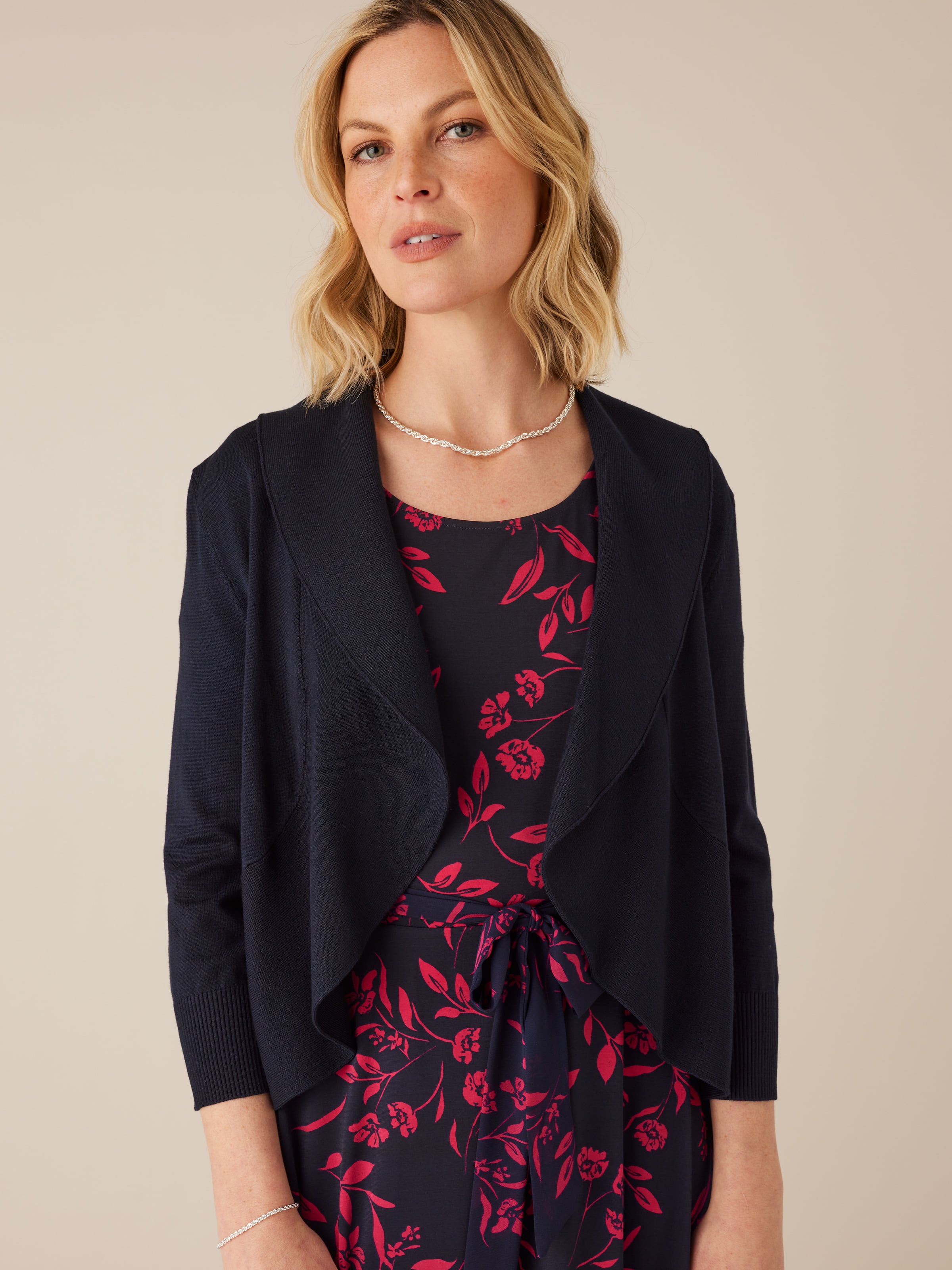 Ruby Shawl Cardigan Italian Navy - JacquiE Online
