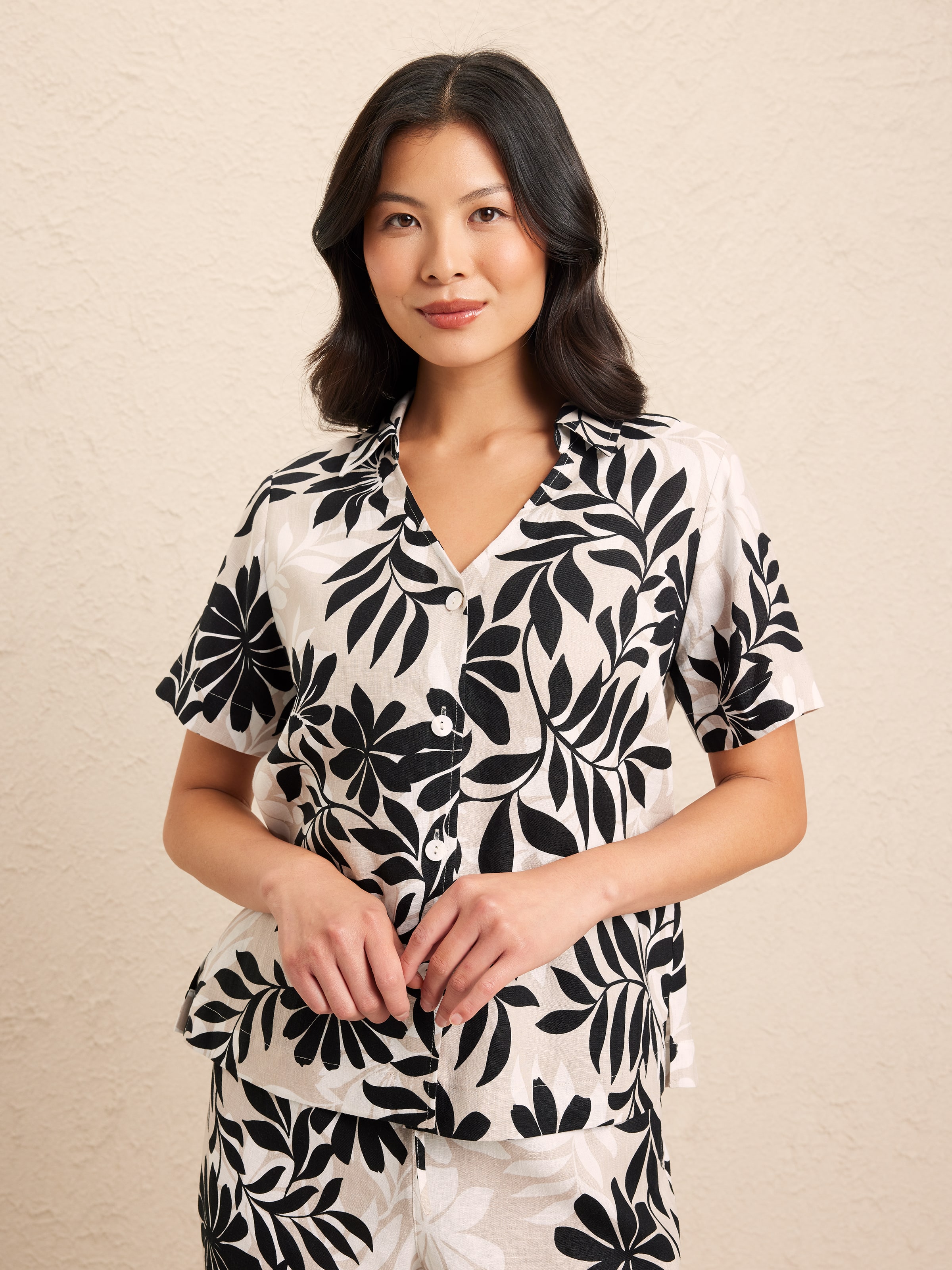 Josephine Linen Shirt Etched Palm - JacquiE Online