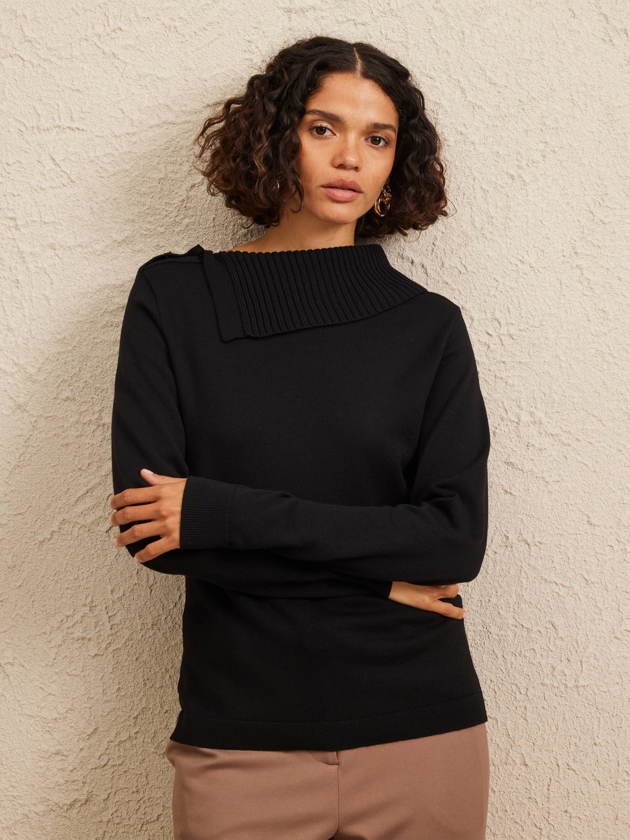 Ellie Button Roll Neck Jumper - JacquiE Online
