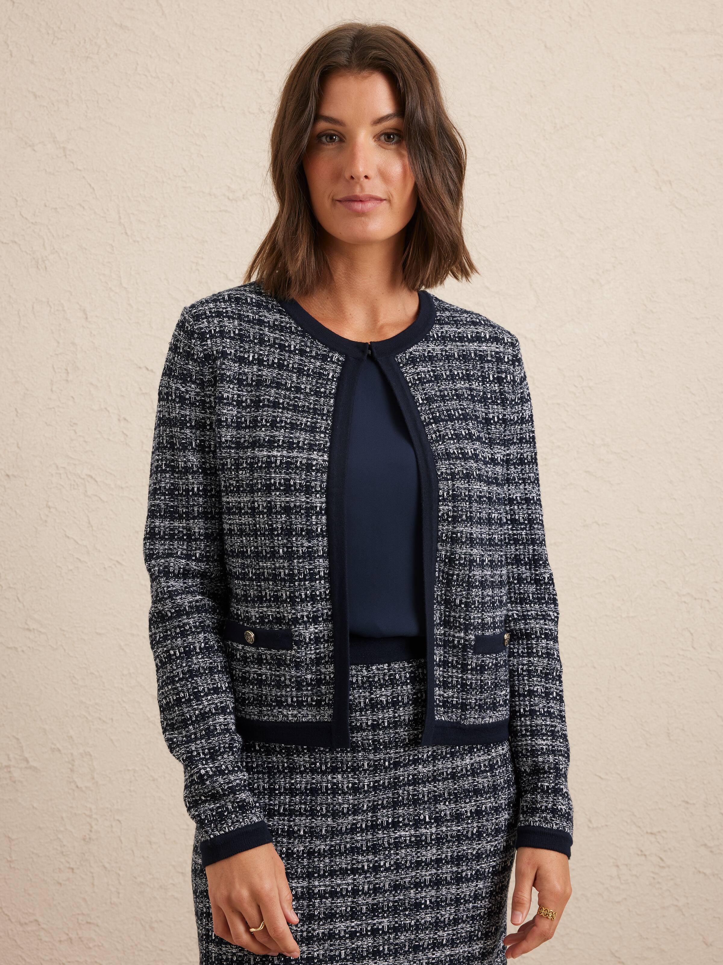 Parisian Textured Knit Jacket Ink Milk - Smiggle Online