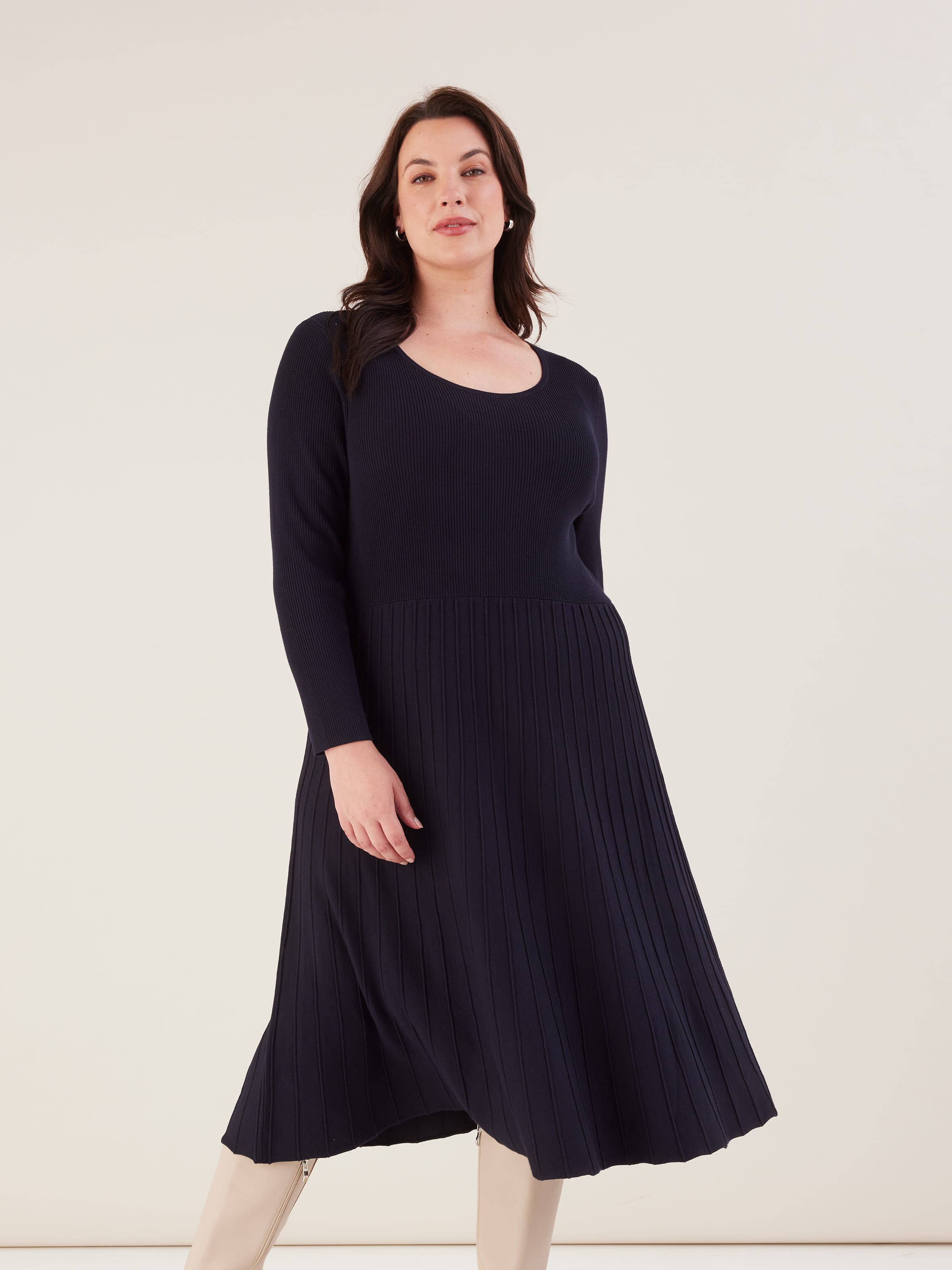 Curve Ines Knit Dress Italian Navy - JacquiE Online