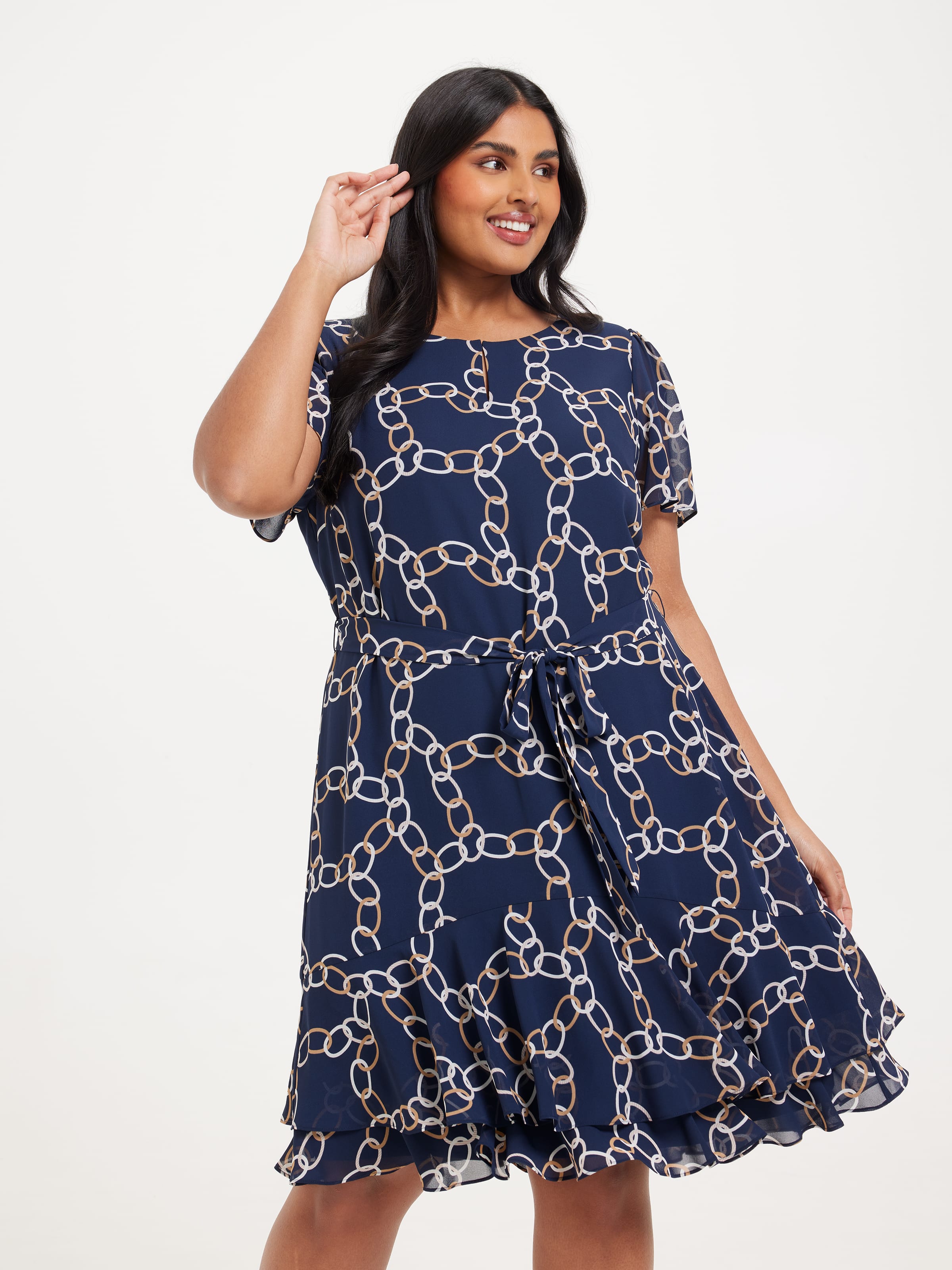 Curve Gabby Frill Hem Dress - JacquiE Online