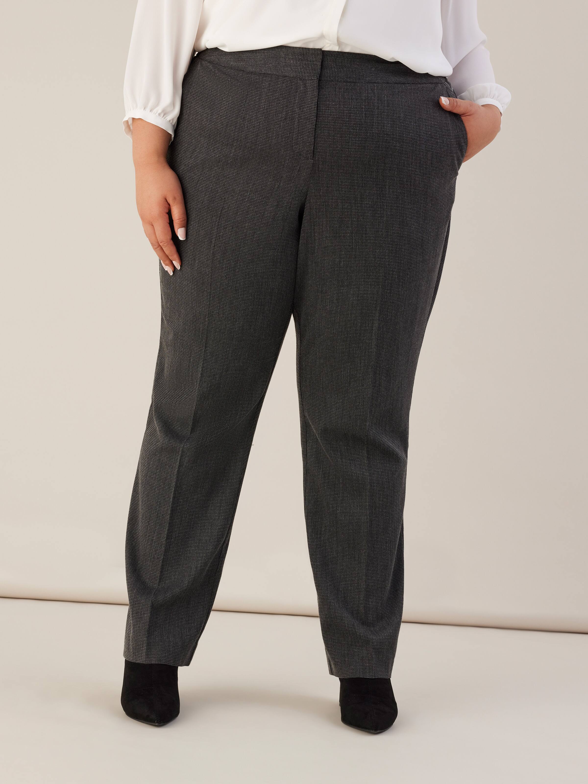 Curve Belle Straight Suit Pant Charcoal Texture - JacquiE Online