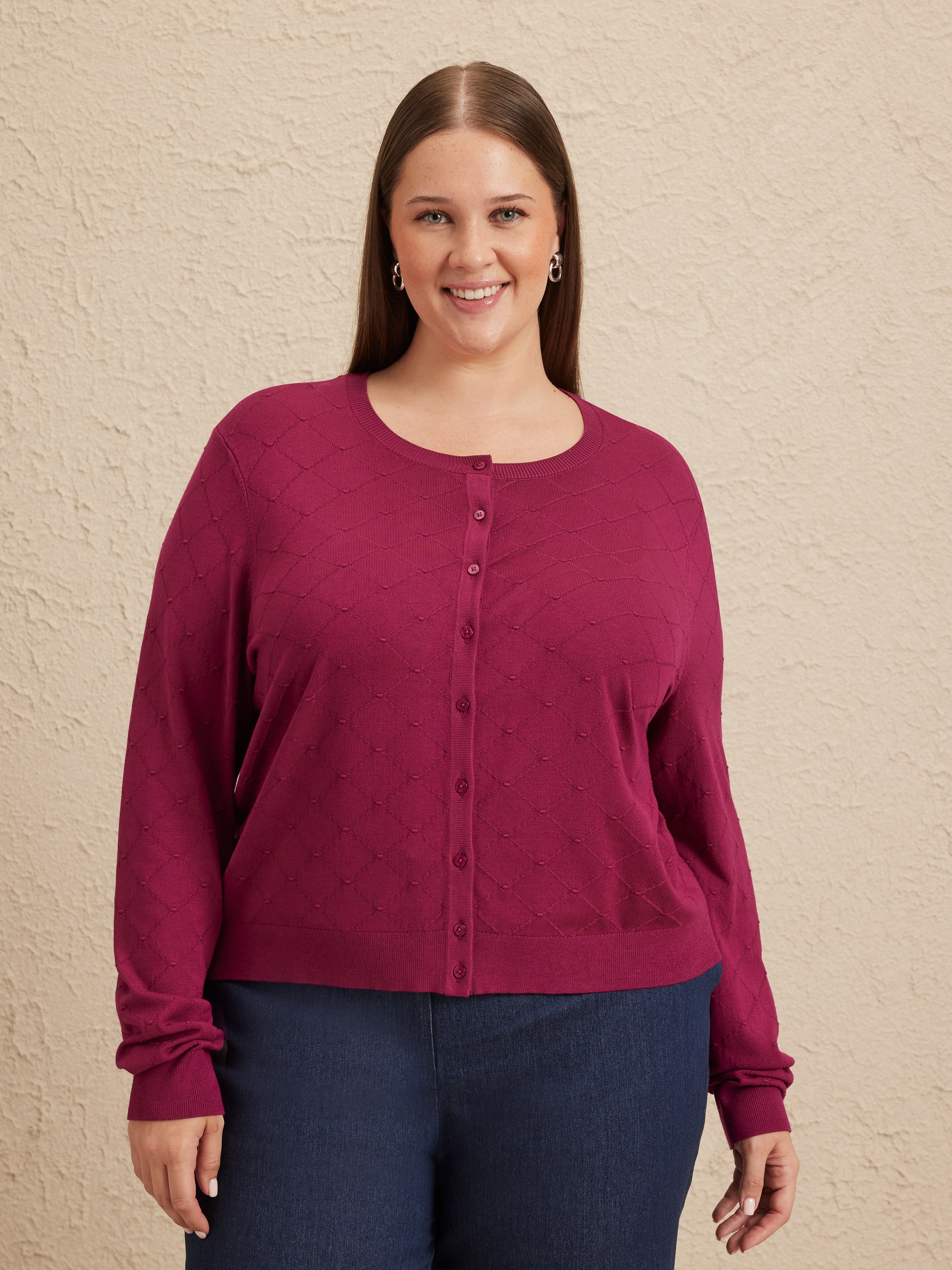 Curve Maya Diamond Stitch Cardi - JacquiE Online