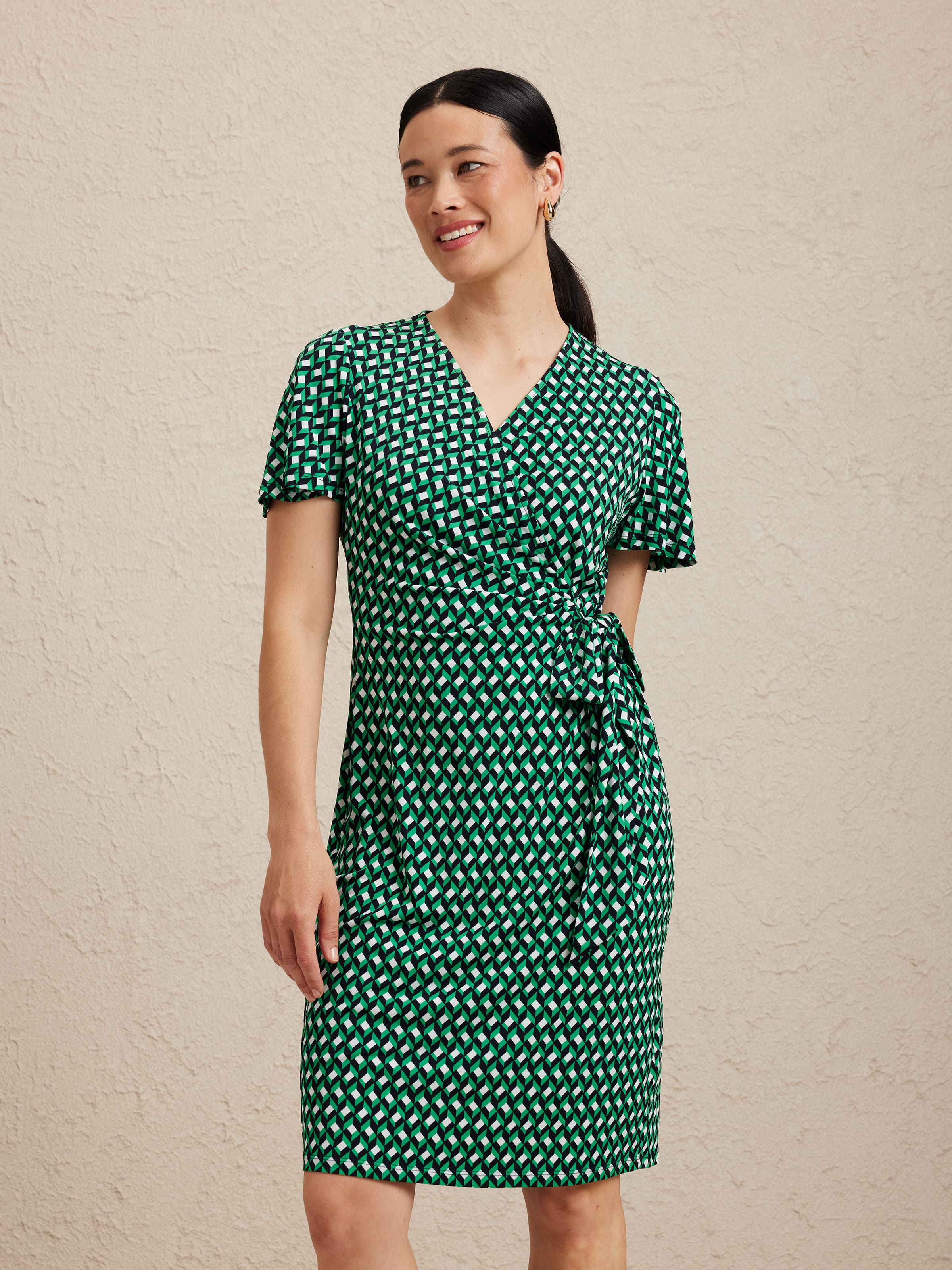 Wendy Wrap Tie Dress Square Geo - JacquiE Online