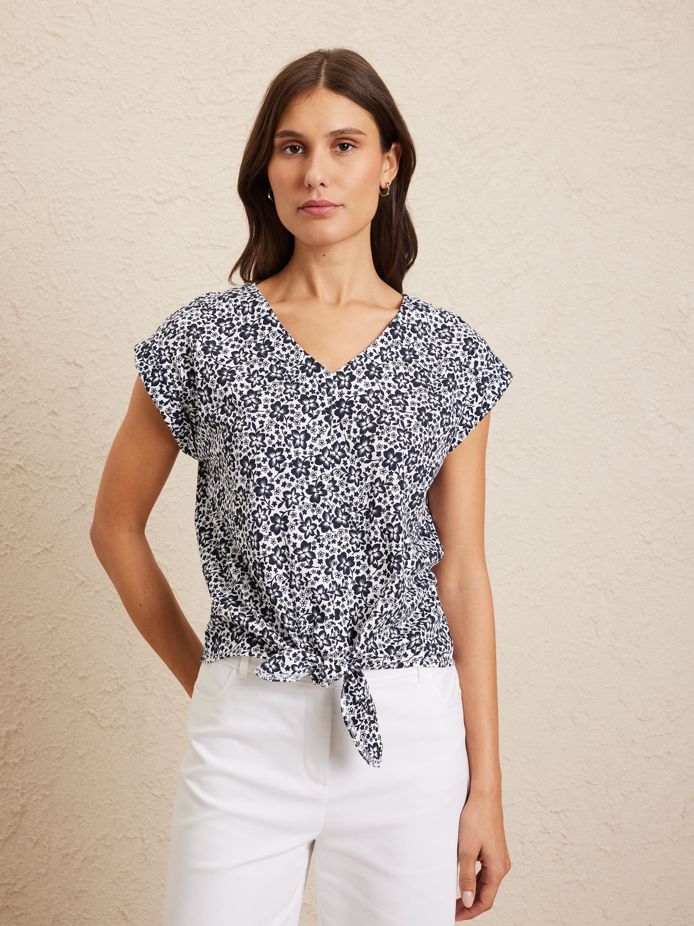 Sutton Tie Front Tee - JacquiE Online