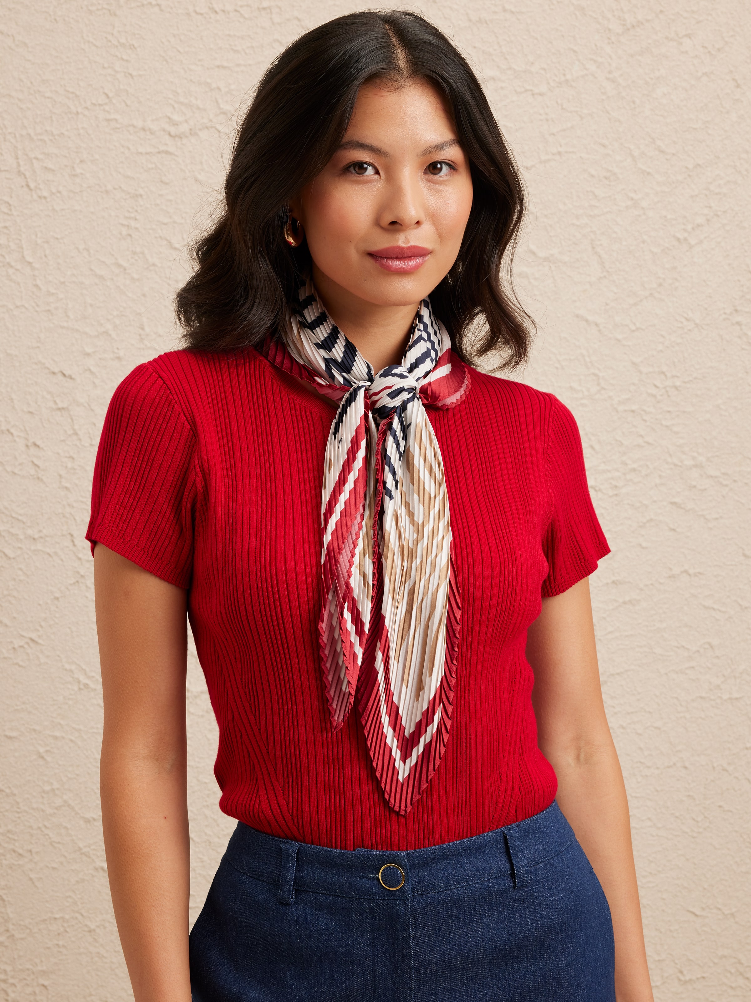 Pia Pleated Scarf Linear Swirl - JacquiE Online